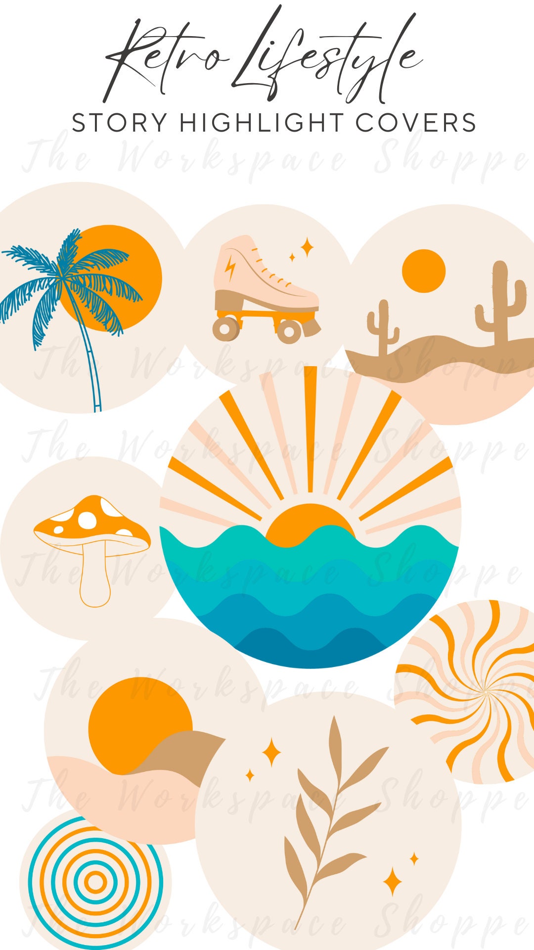 20+ Retro Instagram Highlight Covers | Vintage Groovy Bohemian Summer ...