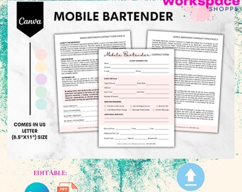 Editable Bartender Service Agreement, Mobile Bar Contract, Mobile Bar ...