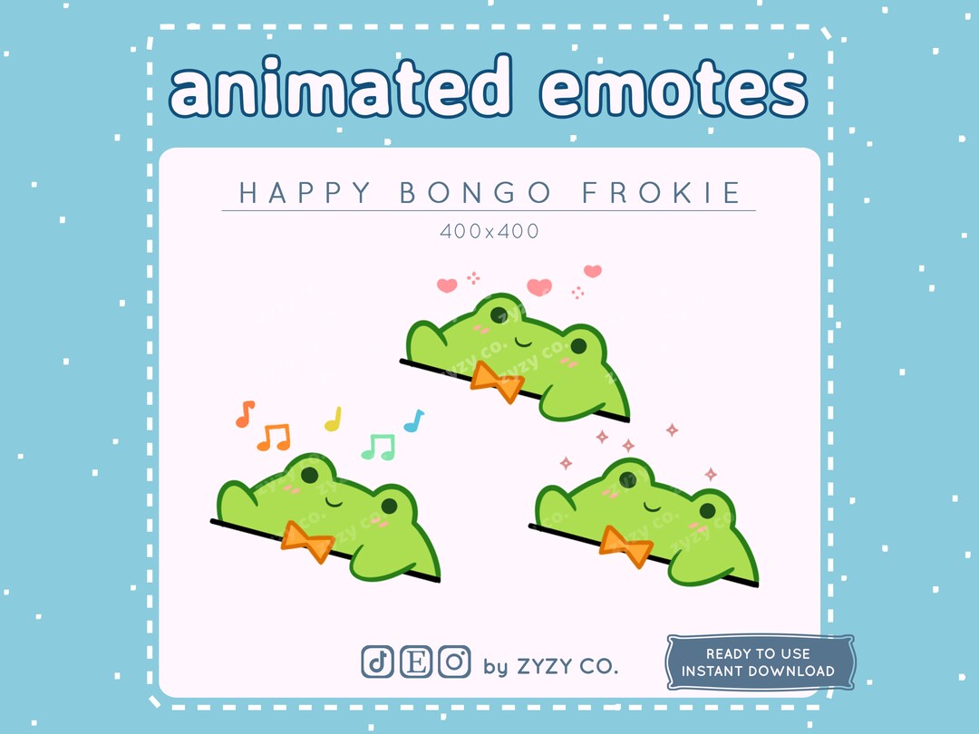 Animated Frog Bongo Cat Emote / Happy Cute Frog Animated Emote / for ...