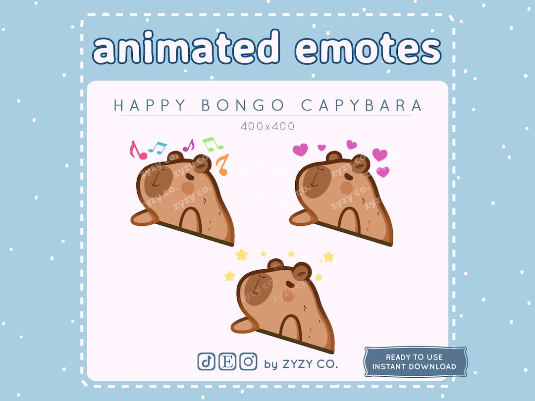 Animated Capybara Bongo Cat Emote / Happy Cute Capybara Animated Emote ...