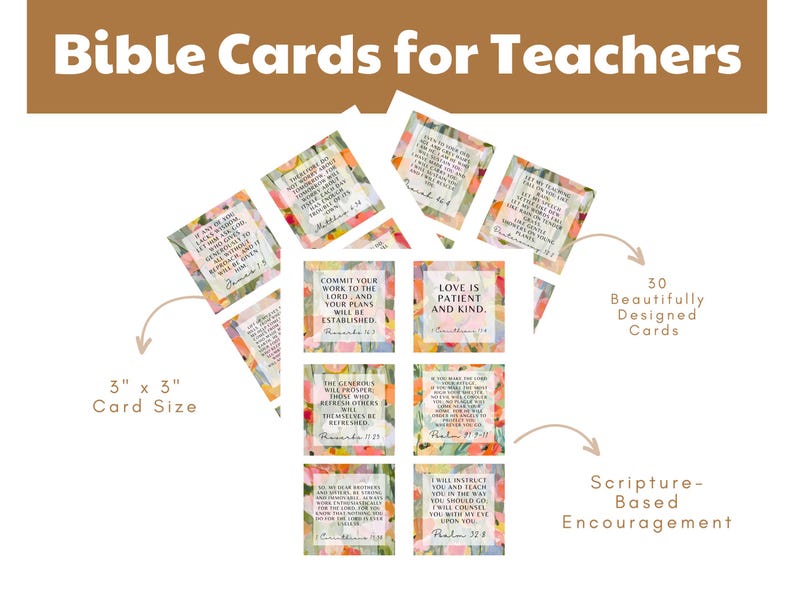 Printable Bible Cards for Teachers | Christian Prayer Cards for ...