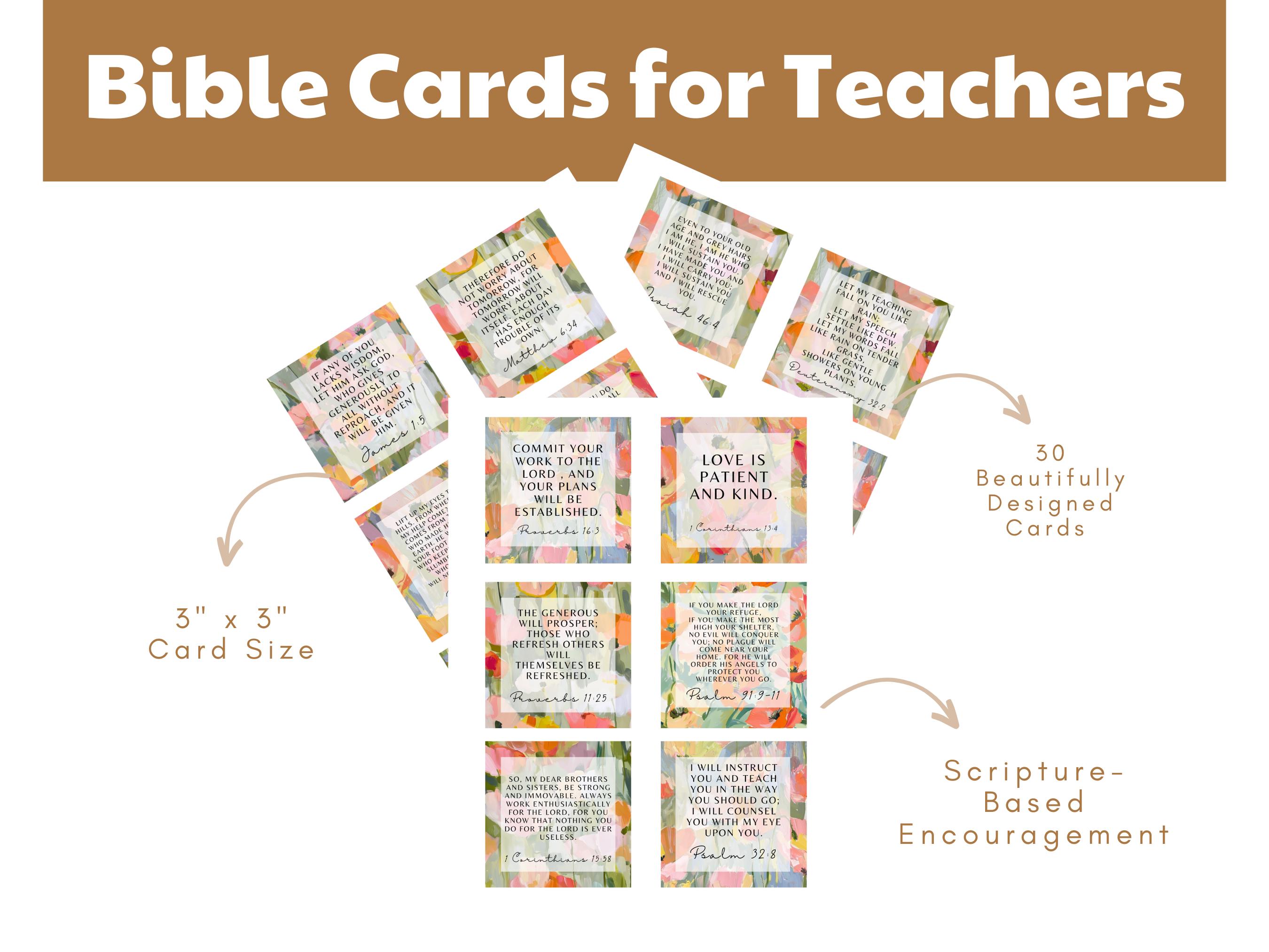 Printable Bible Cards for Teachers | Christian Prayer Cards for ...