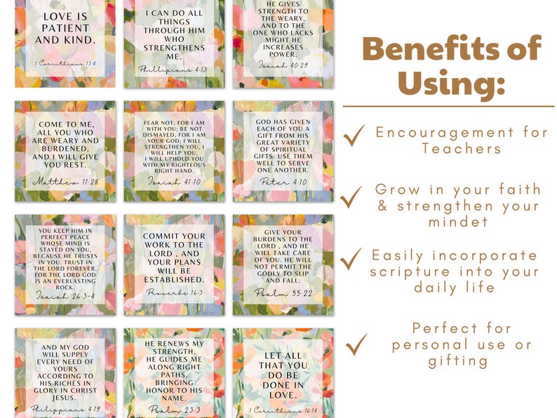 Printable Bible Cards for Teachers | Christian Prayer Cards for ...