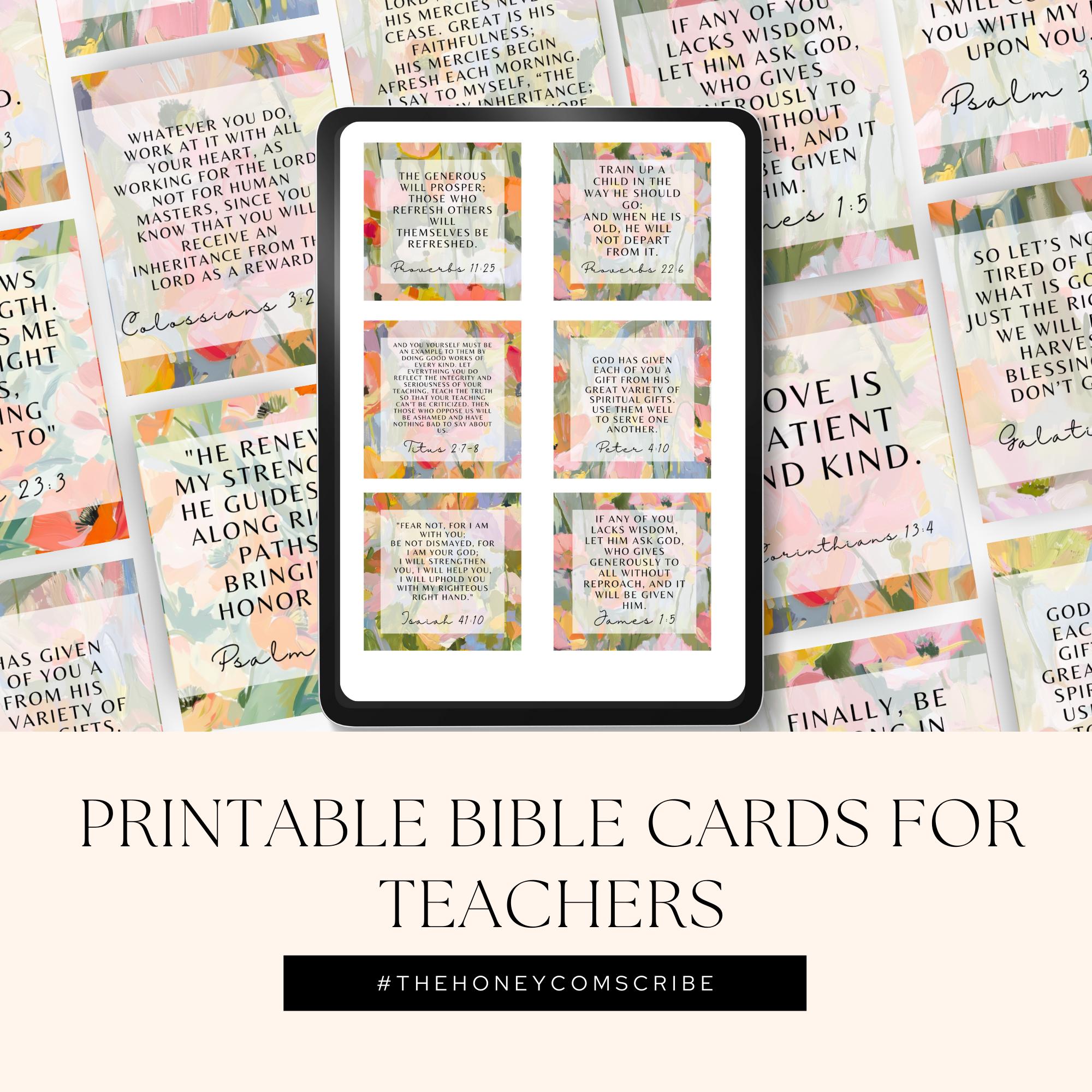 Printable Bible Cards for Teachers Christian Prayer Cards for Classroom ...