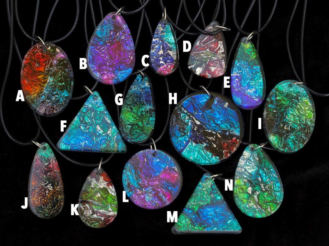 Alcohol Ink & Crinkled Foil Resin Pendants, Varied Shapes and Colors ...