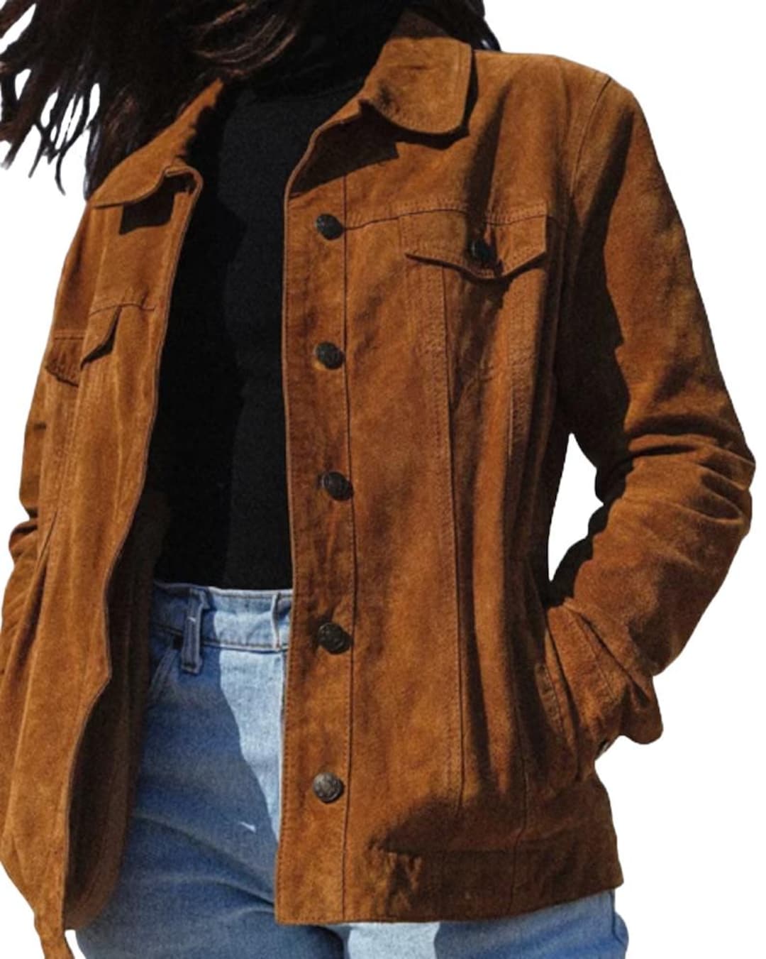Women Suede Trucker Jacket Brown Suede Western Cowgirl Jacket Gifts for ...