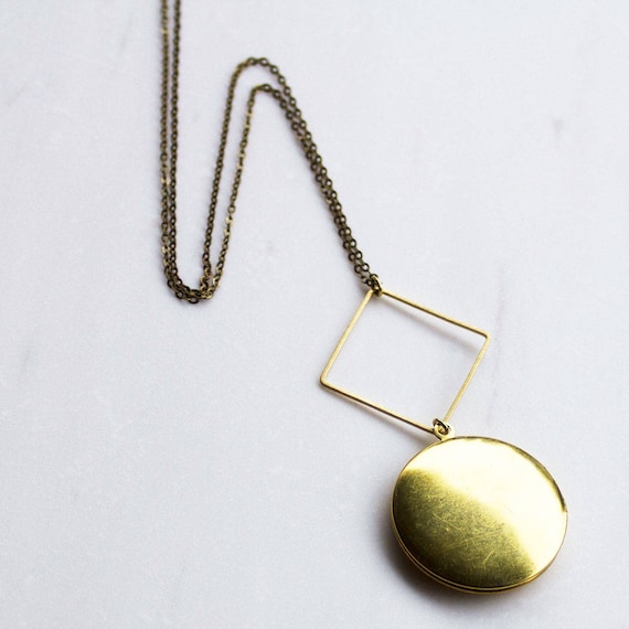Modern Locket Geometric Locket Simple Locket Gold Locket Pendant Diamond Gift for Mom Wife Girlfriend Modern Locket Graduation Gifts Etsy