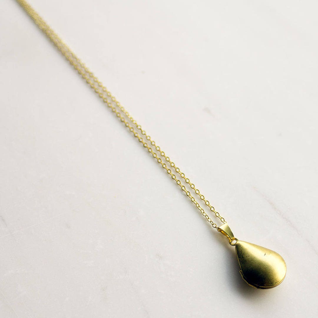 Simple Gold Locket, Teardrop Locket, Small Locket, Modern Locket ...