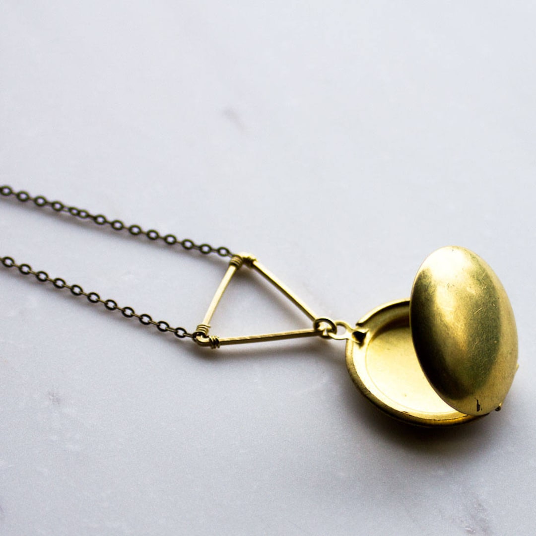 Modern Gold Locket, Geometric Triangle Locket, Gold Locket ...