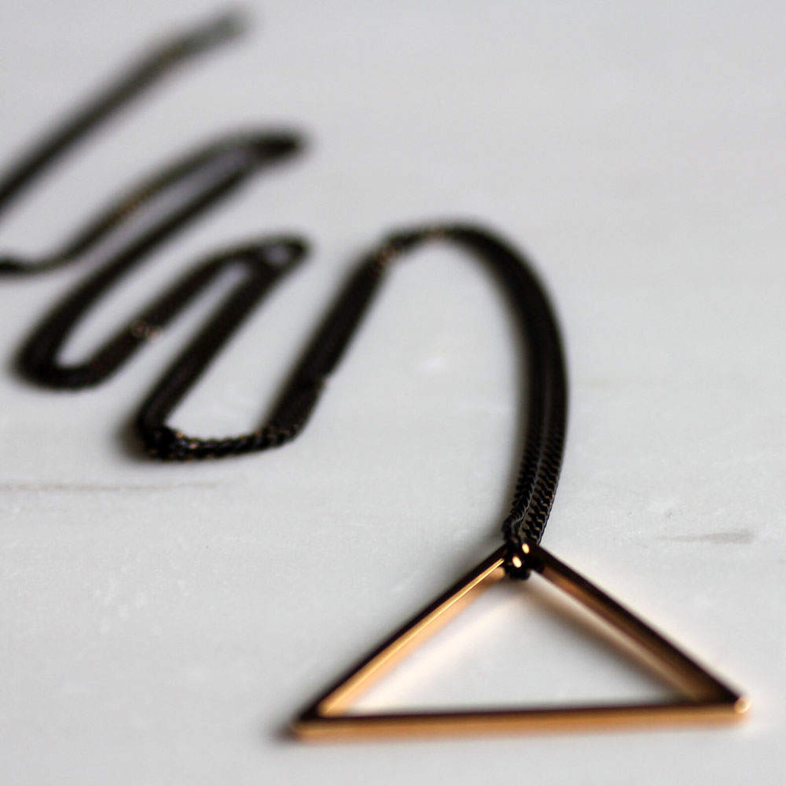 Rose Gold Triangle Necklace: Long Geometric Brass Pendant - Etsy