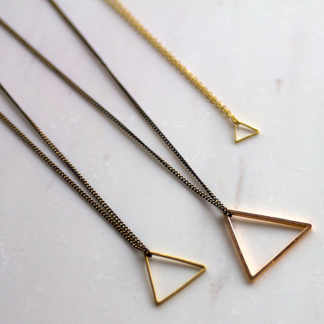 Minimalist Triangle Necklace: Rose Gold, Gold, Boho Pendant - Etsy