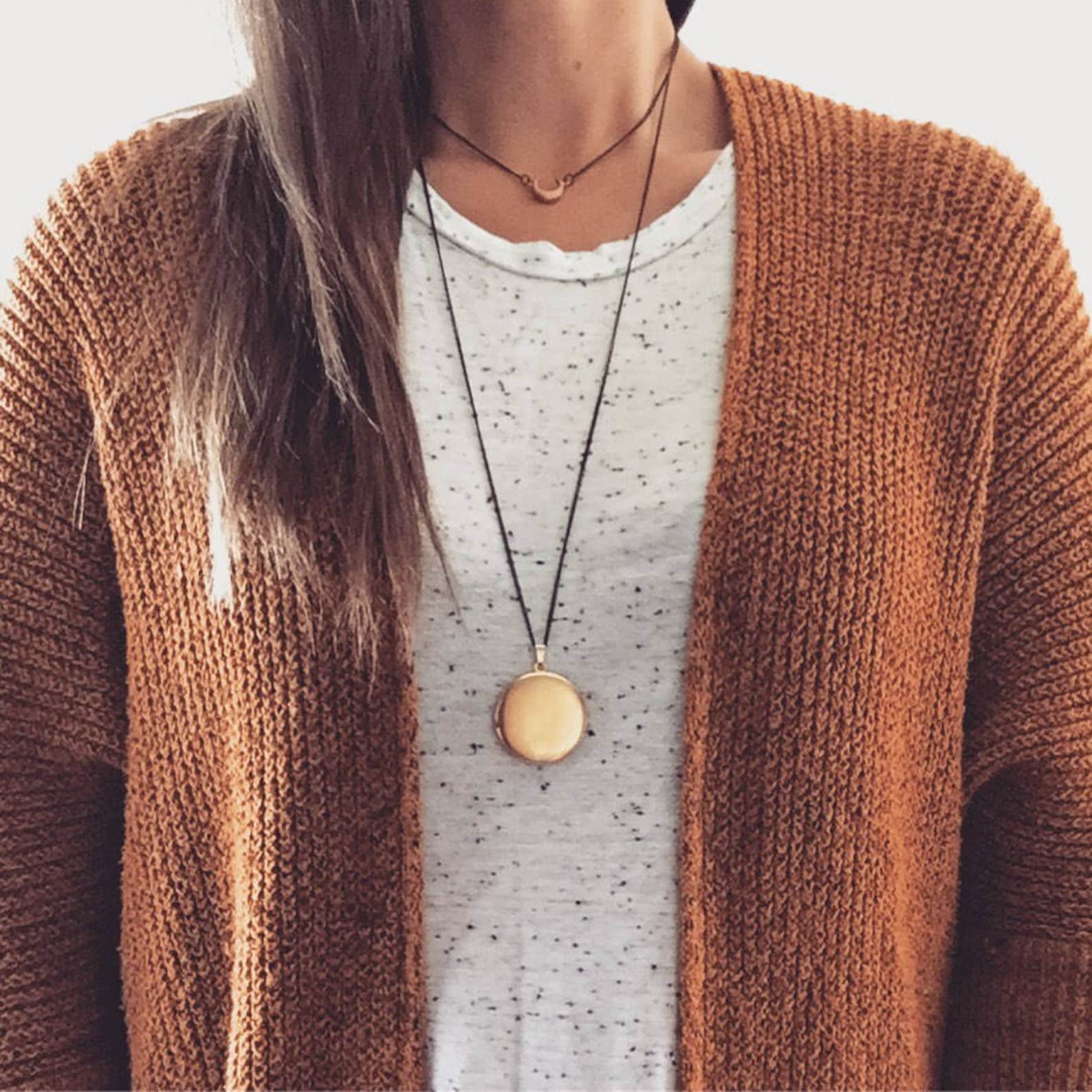 Modern Gold Locket Black and Gold Locket Black Chain Locket - Etsy