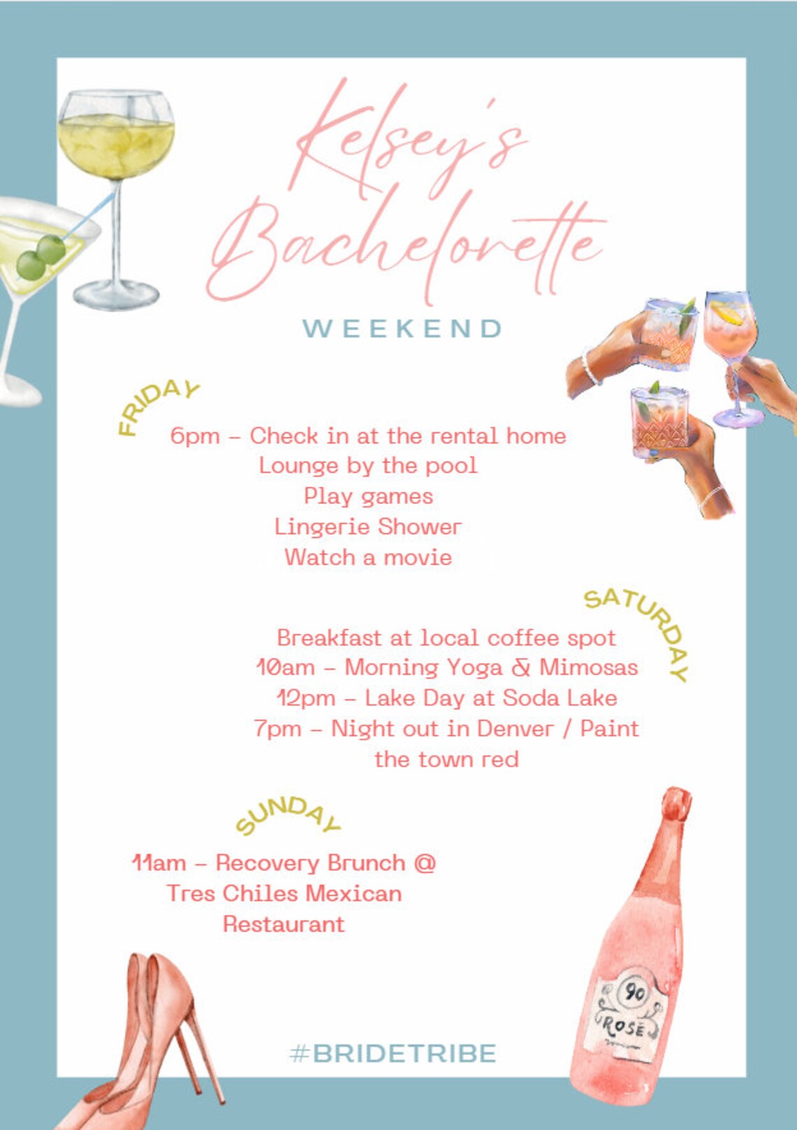 Bachelorette Weekend Invite Template - Etsy