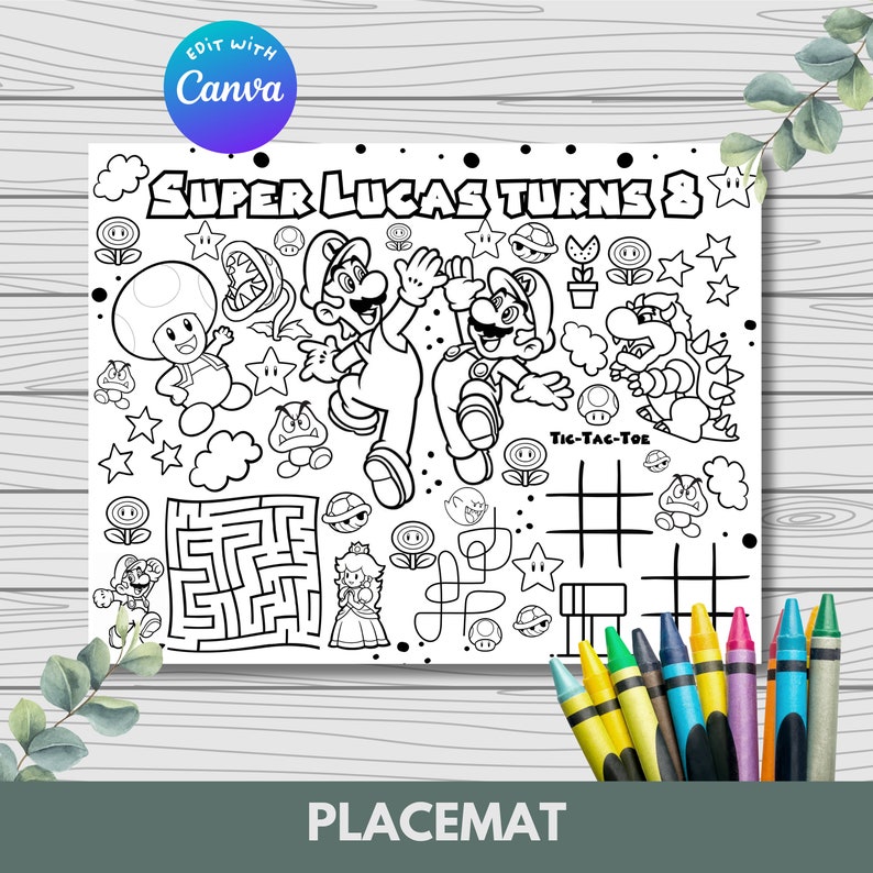 Super Brothers Party Favor | Gaming Brothers Party Activity Sheet ...