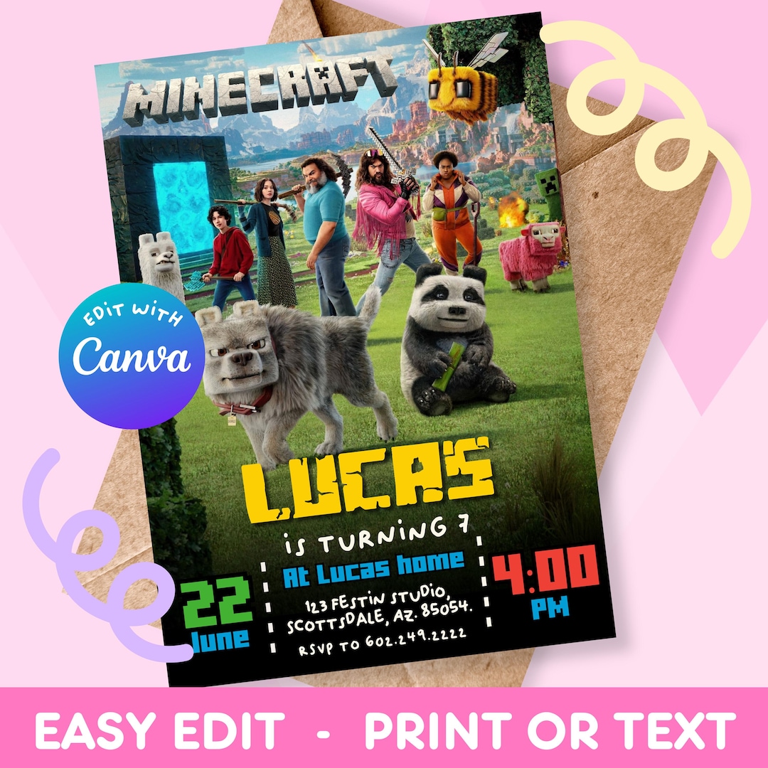 Minecraft Invitation | Minecraft Invitation Template | Minecraft ...