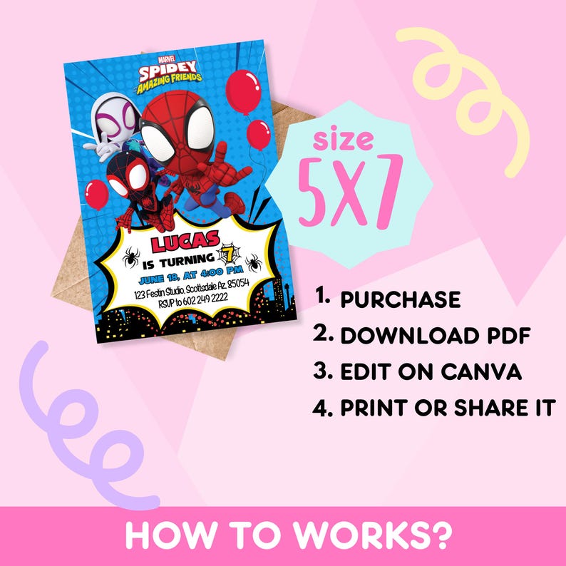 Spidey Birthday Invitation | Spidey and His Amazing Friends | Editable ...