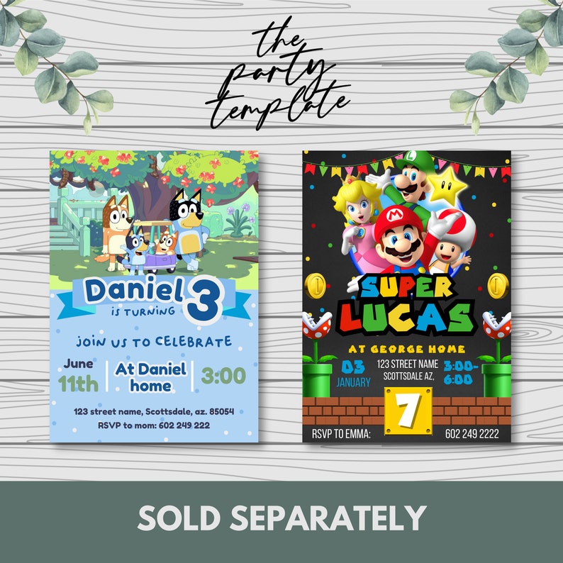 Super Mario Birthday Invitation, Kids Birthday, Mario Bros, Digital ...