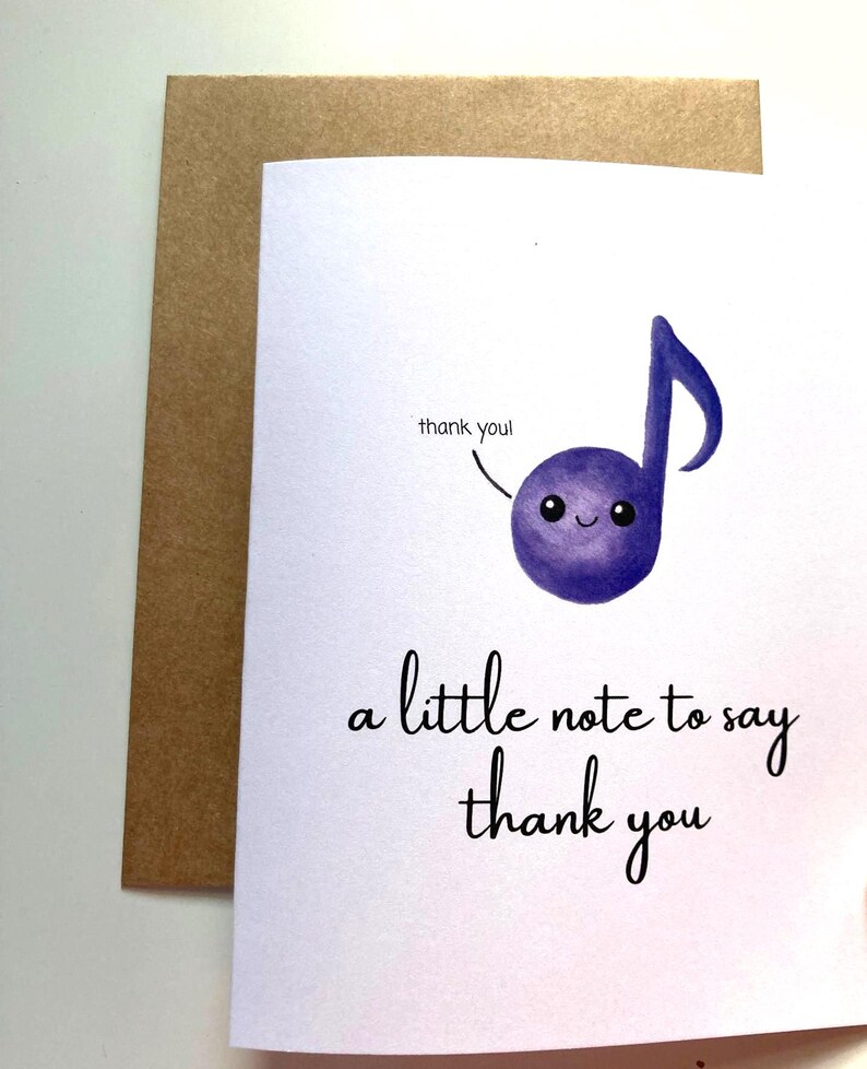 Watercolor Thank You Card, Musical Note Pun, Funny, Friendship - Etsy