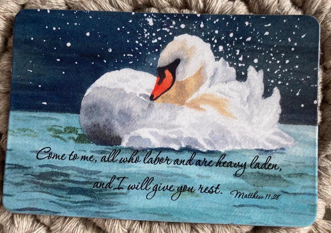 Watercolor Swan Magnet, Christian Bible Verse, Matthew 11:28 - Etsy