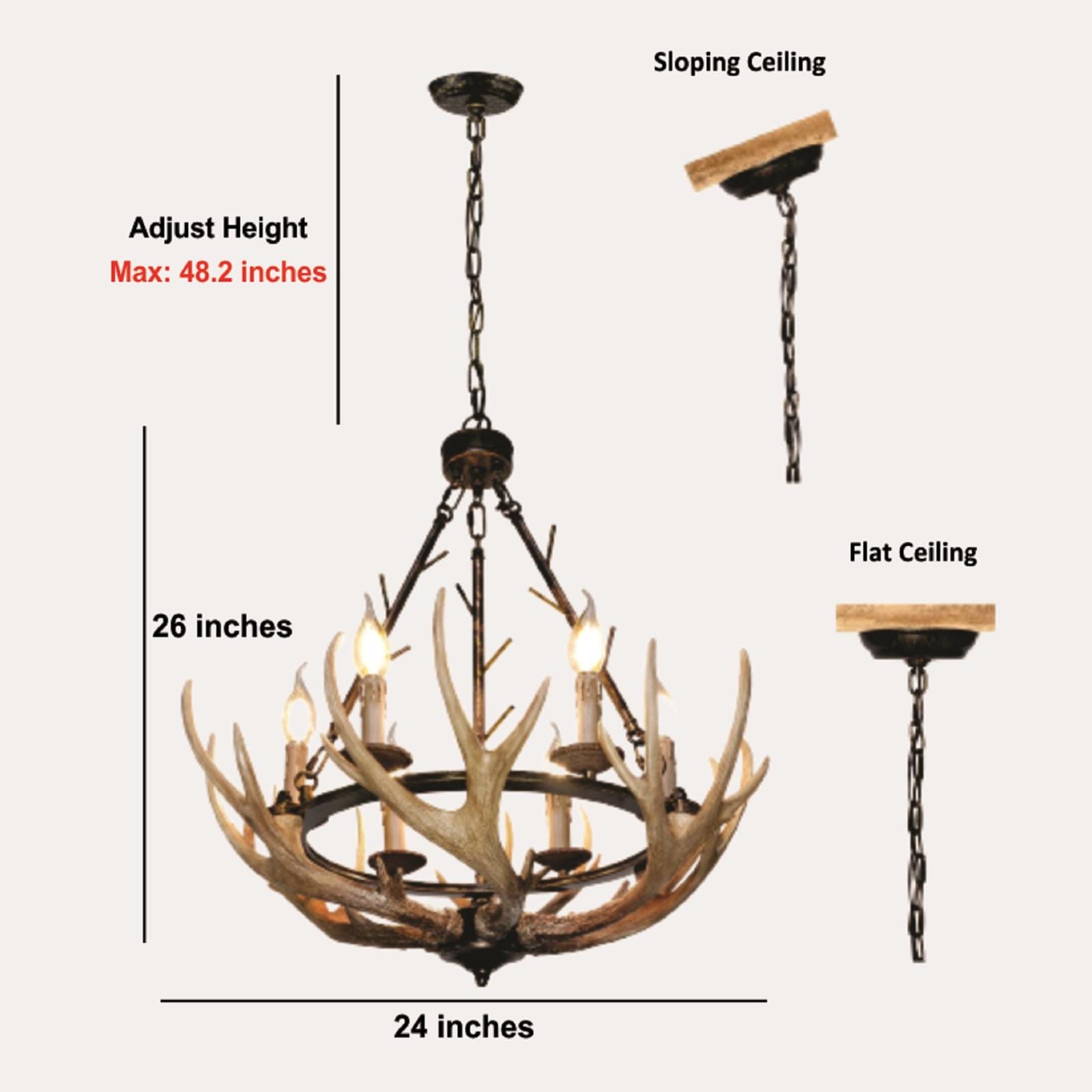 Rustic Antler Chandelier 6 Lights, Farmhouse Chandeliers With Resin 6 ...