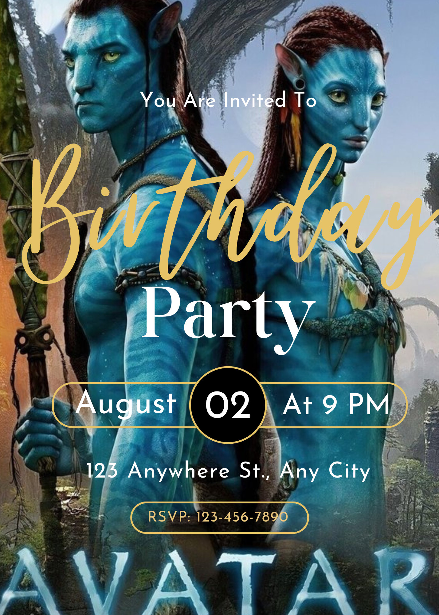 Editable Avatar Birthday Card, Digital Download, Customizable Birthday ...