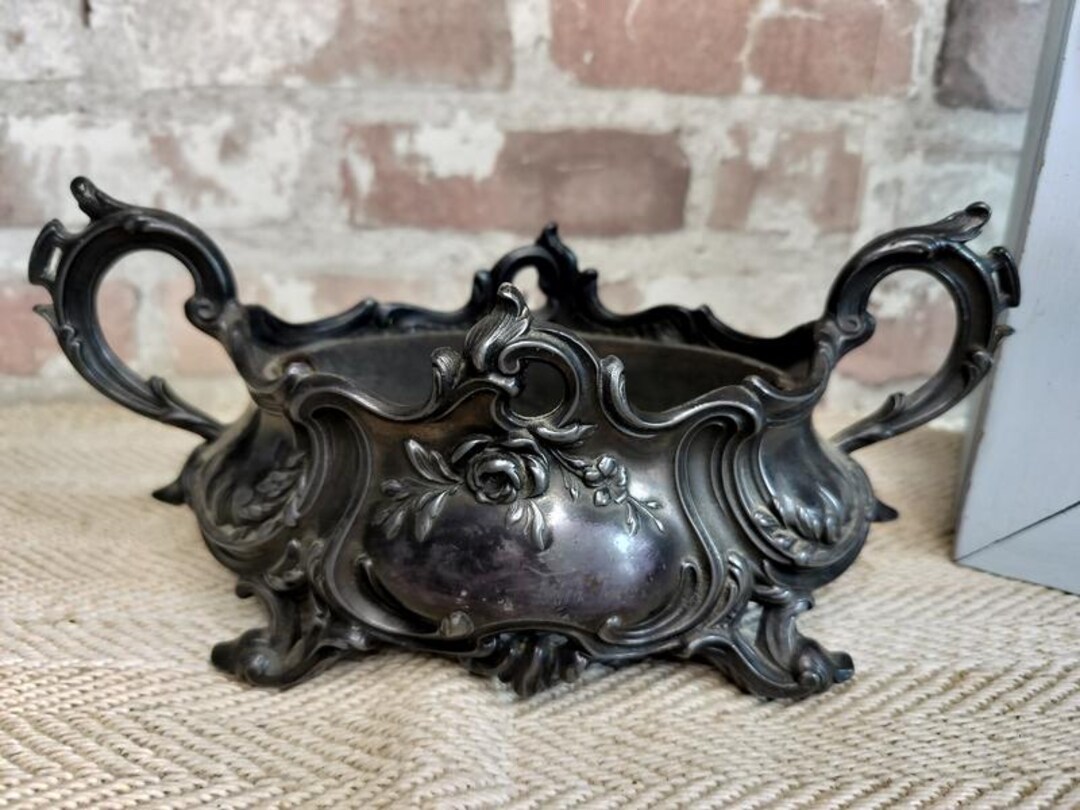 French Louis Xvth Style Ornate Metal Jardiniere With Inner Planter ...