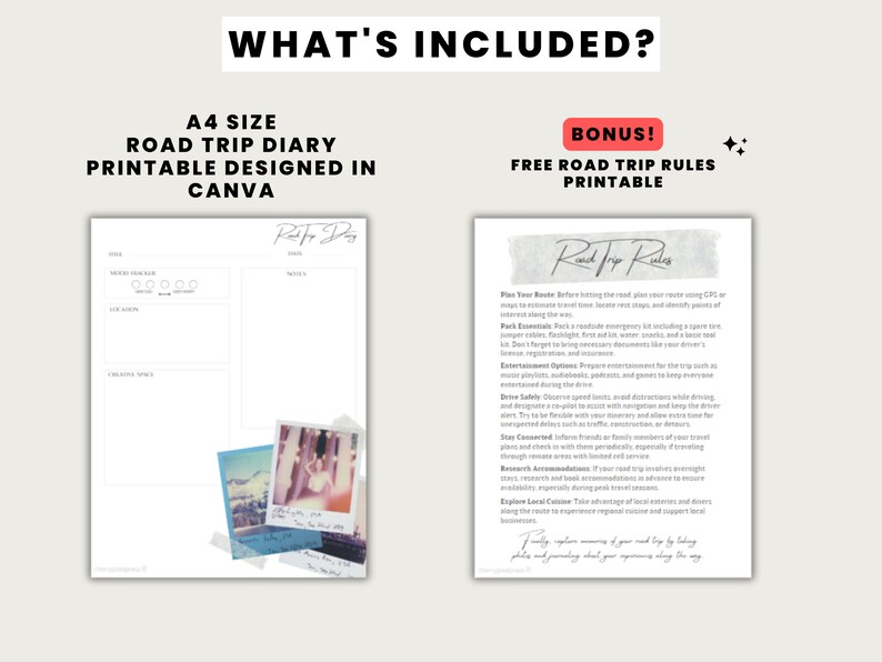 Road Trip Diary Journal PDF Printable Includes FREE BONUS Road Trip ...