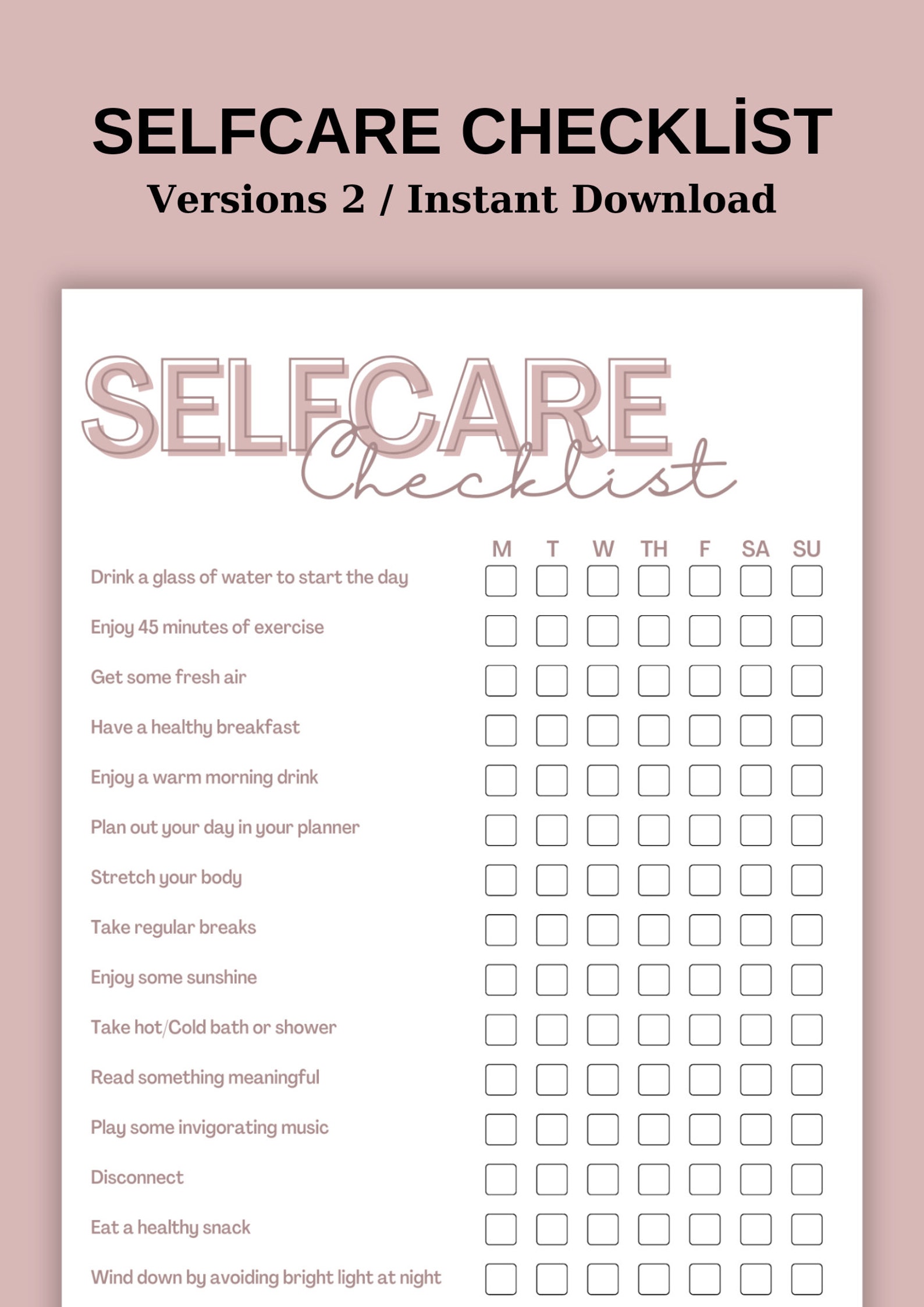 Self-care Planner Printable Mindfulness Workbook Self-love Journal ...