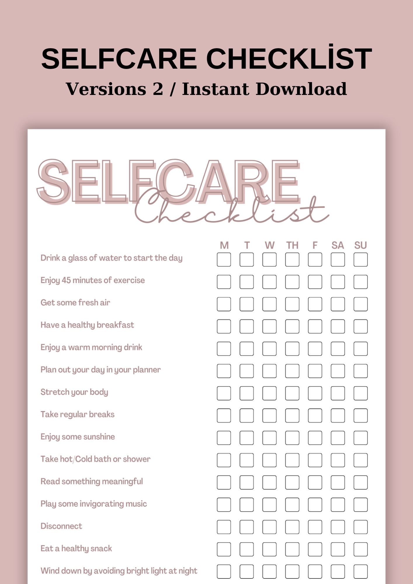 Self-care Planner Printable Mindfulness Workbook Self-love Journal Mental Health Worksheet Self ...