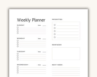 Weekly Planner Printable 4 in 1 Printable Weekly Task List PDF, A5 ...