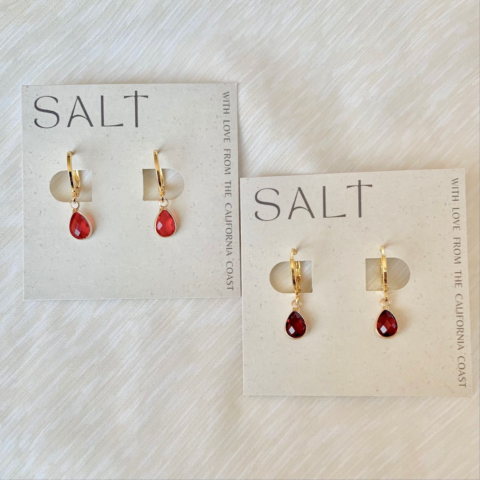 RUBY HUGGIE HOOPS | Teardrop Ruby Earrings | Dainty Huggies | Ruby ...
