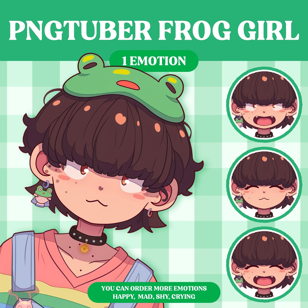 Cute Pngtuber Model Frog Girl Pngtuber Premade Model Veadotube Model PNG Tuber Vtuber Giftuber ...