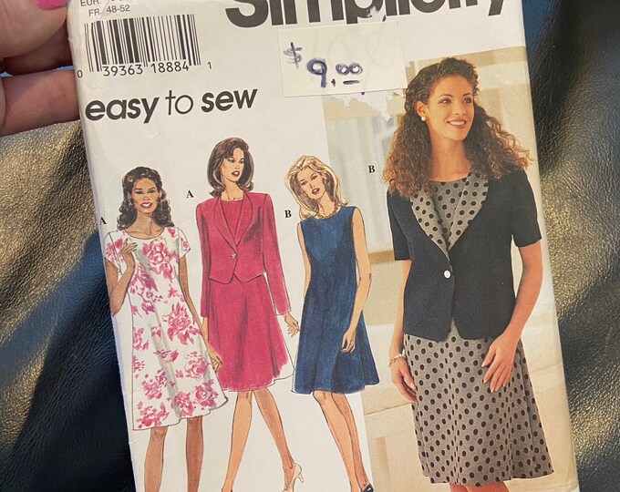 SIMPLICITY 7117 Sewing Pattern Misses Jacket and Dress Sizes 20 22 24 ...