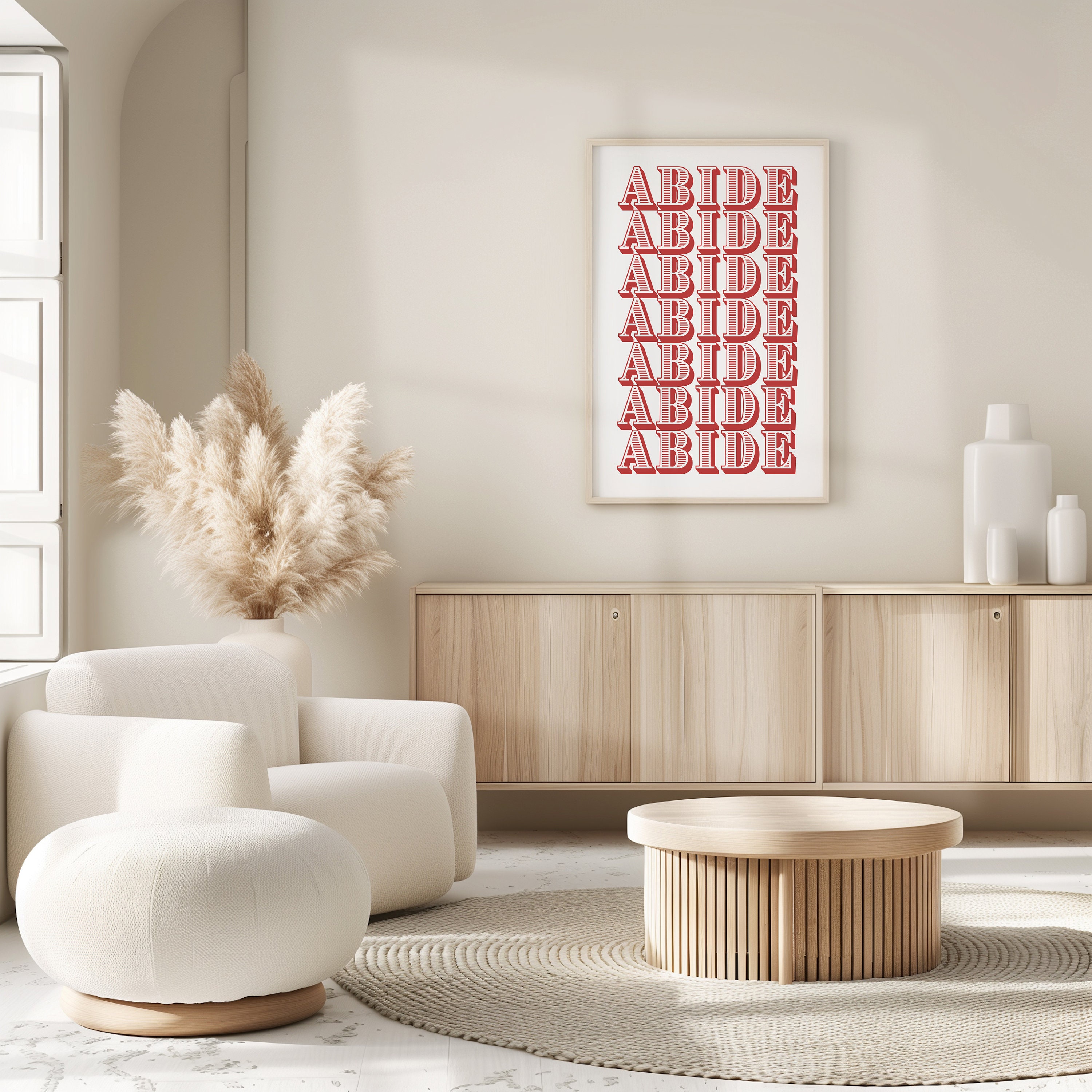 Abide Word Art Minimalist Christian Art Dorm Decor College Apartment ...