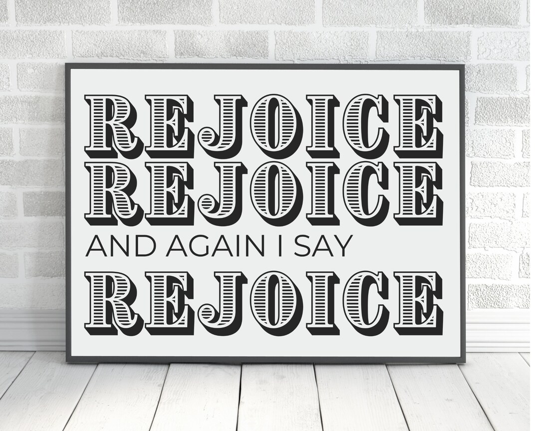 And Again I Say Rejoice Word Art Minimalist Christian Art Dorm Decor ...