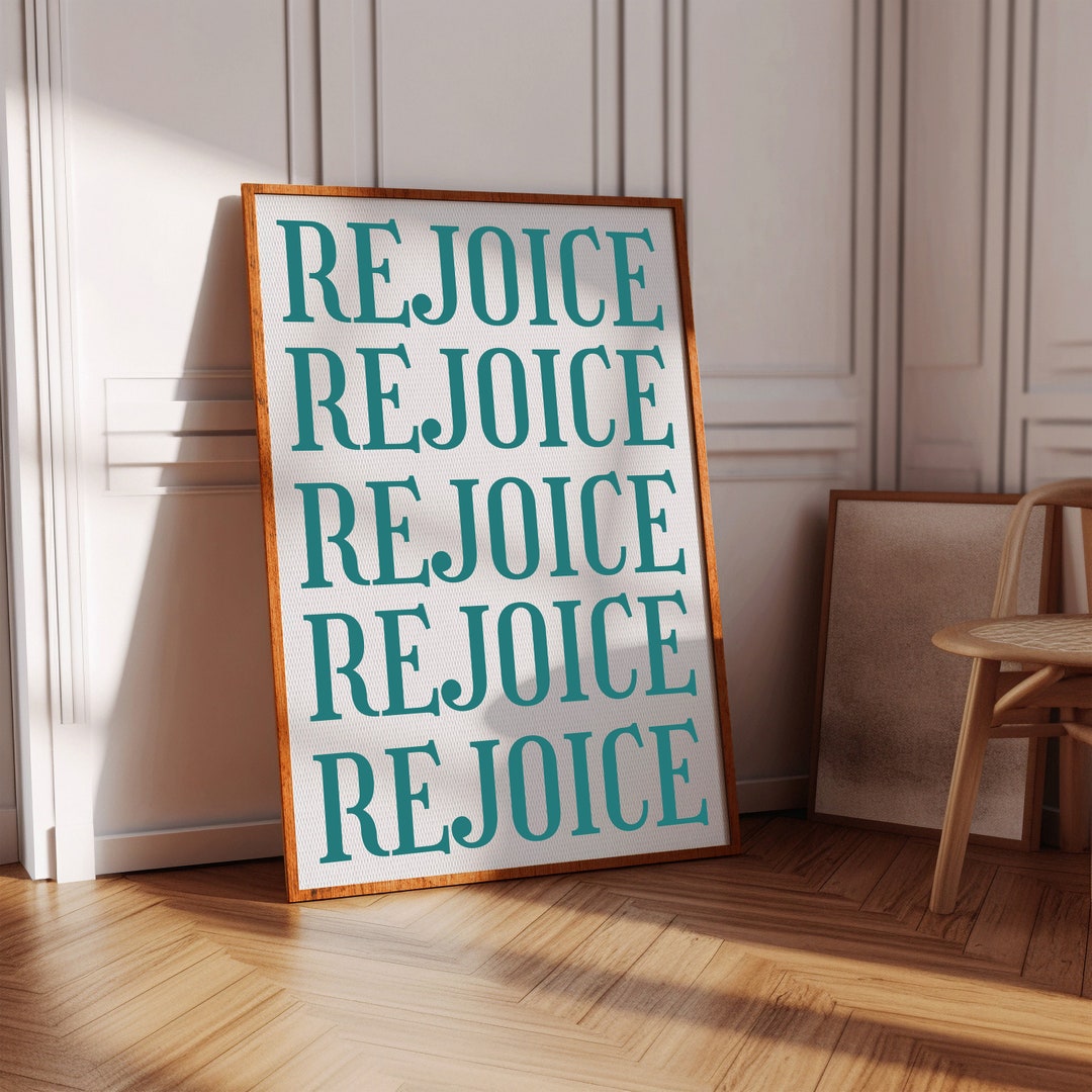 Rejoice Word Art Minimalist Christian Art Dorm Decor College Apartment ...