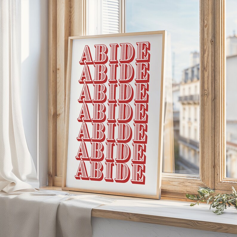 Abide Word Art Minimalist Christian Art Dorm Decor College Apartment ...