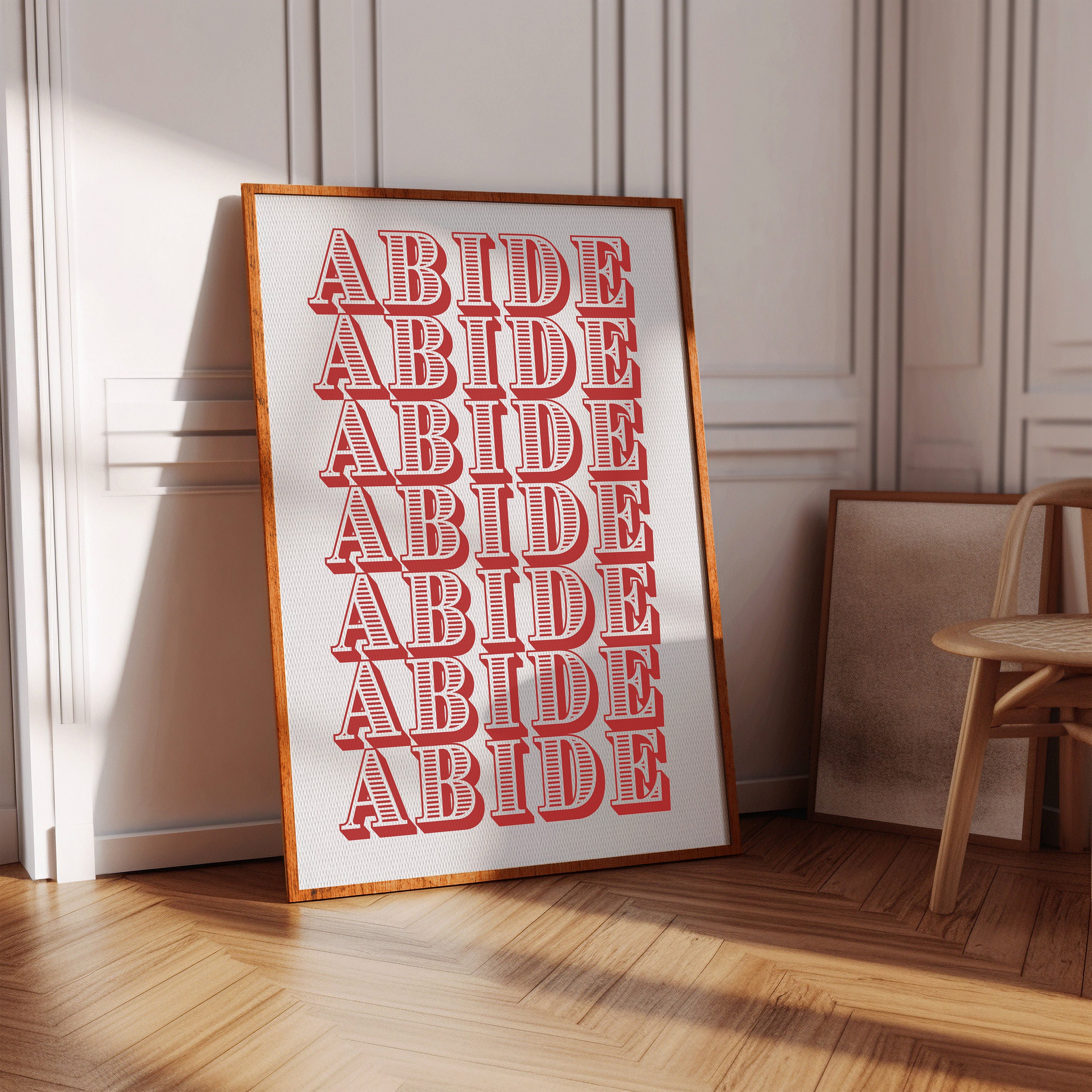 Abide Word Art Minimalist Christian Art Dorm Decor College Apartment ...