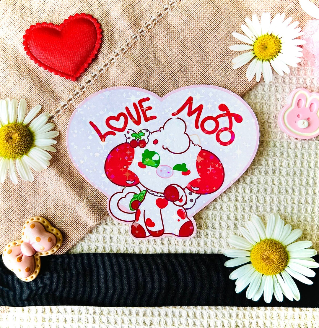 Love Moo Cute Kawaii Cow Sticker, Cherry Cow, Fruit Cow, Food Cow, Weatherproof Matte Sticker - Etsy