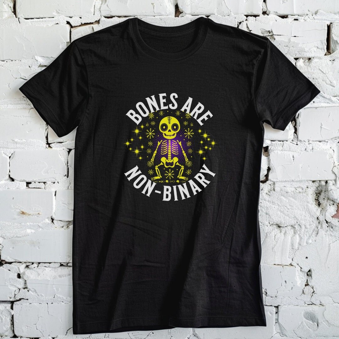 Non-binary Pride Shirt, Bones Are Non-binary, Non Binary Pride Flag ...