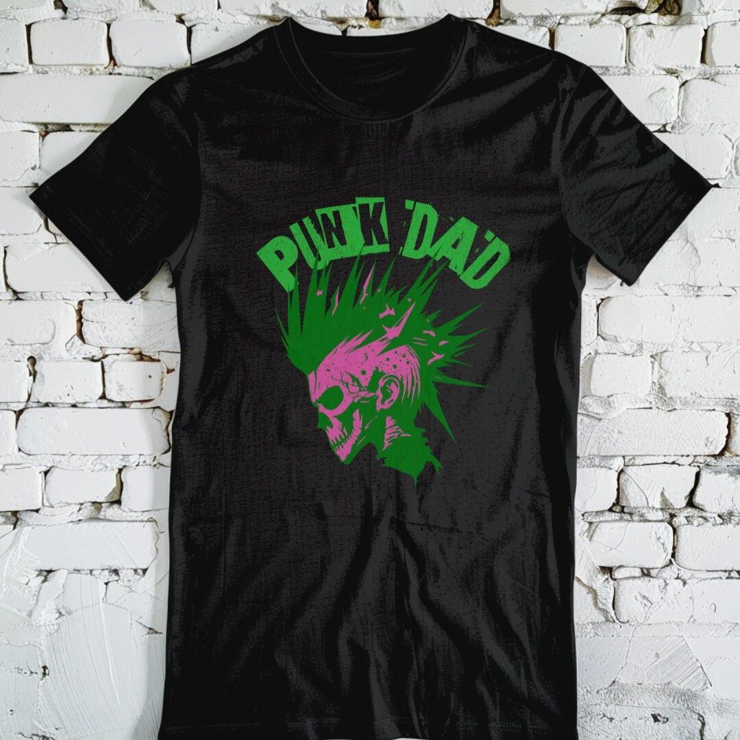 Punk Dad Shirt, Cool Dad Shirt, Mohawk Skull Tshirt, Spooky Season ...