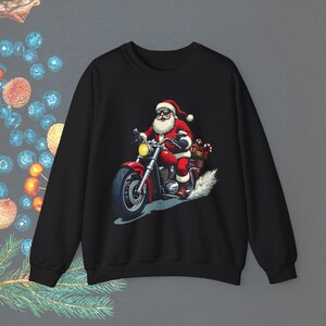 Santa Claus Motorcycle Sweatshirt, Christmas Jumper, Holiday Pullover ...