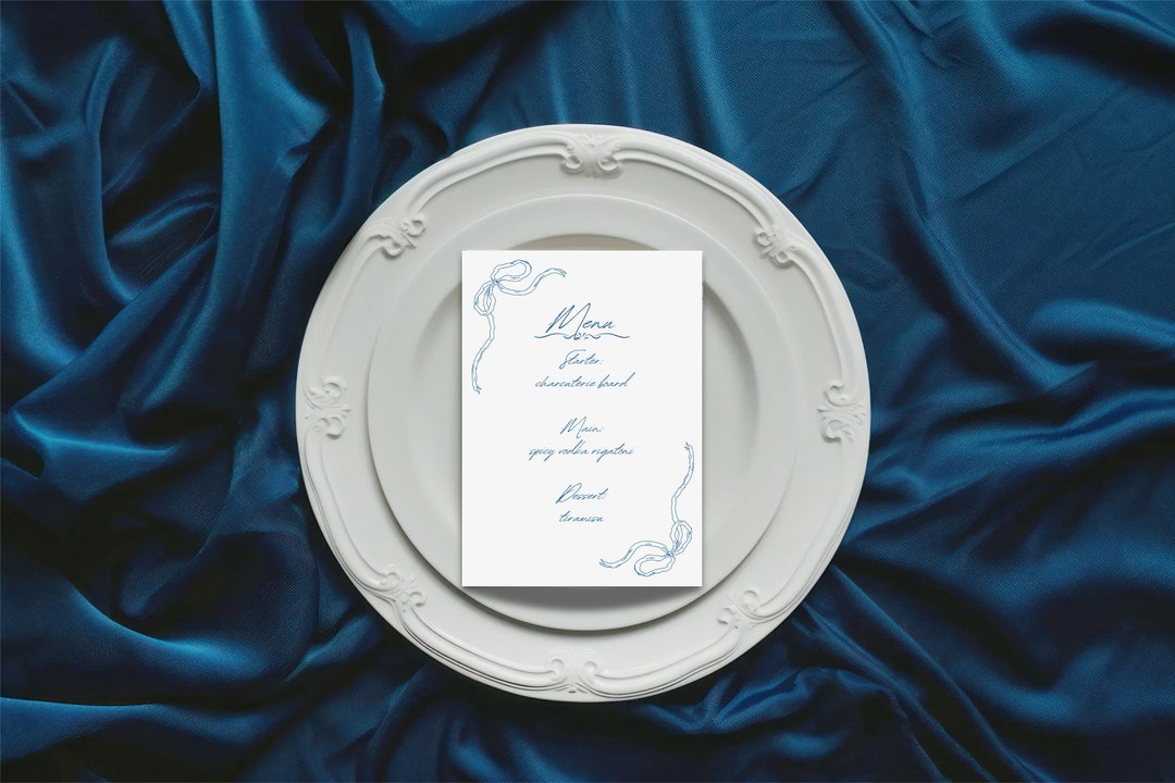 Bow Menu Card Template, Dinner Menu Card Template, Birthday Dinner Menu ...