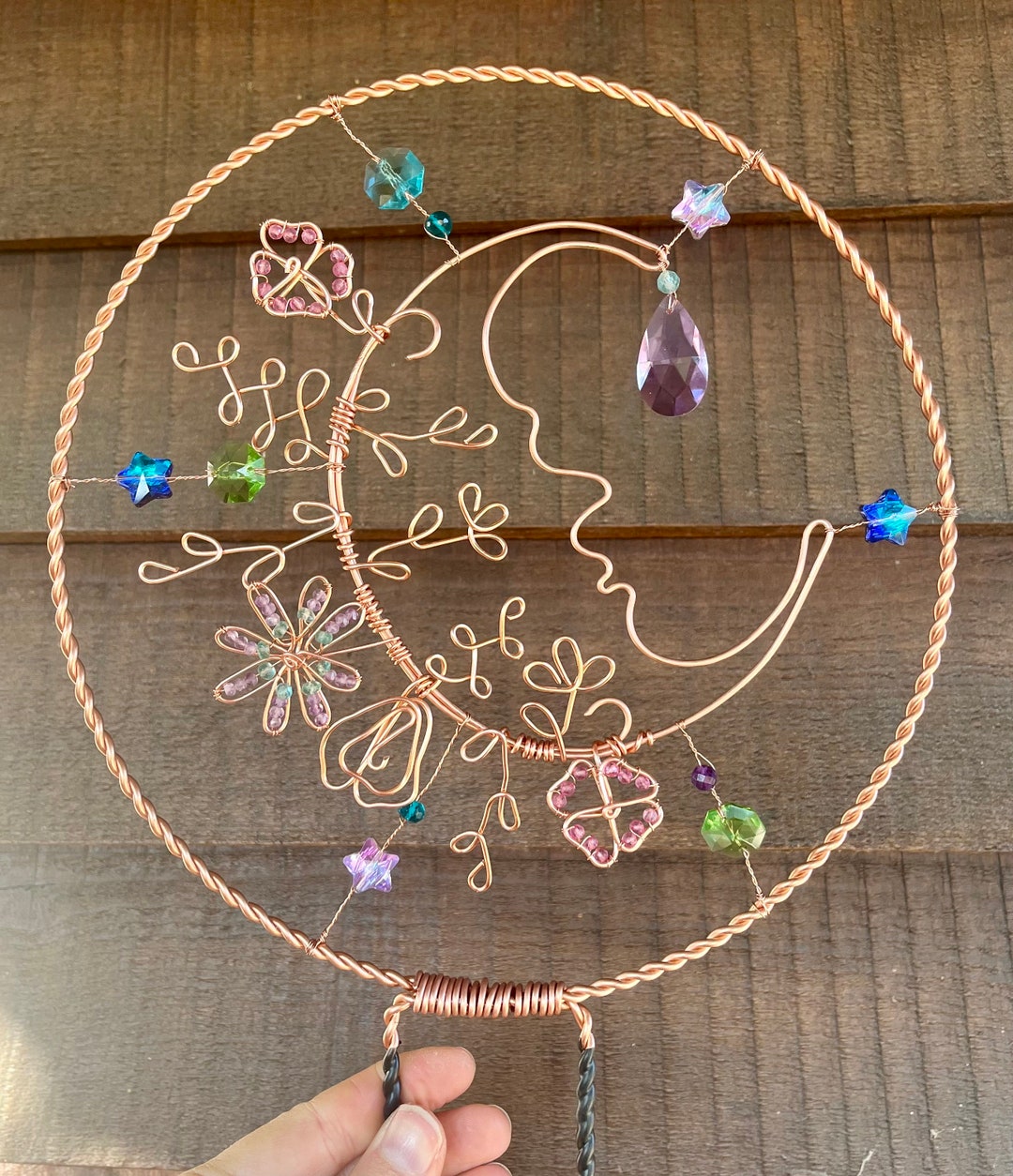 Twisted Copper 8 Inch Hoop Trellis Floral Moon Trellis Flower Hoya ...