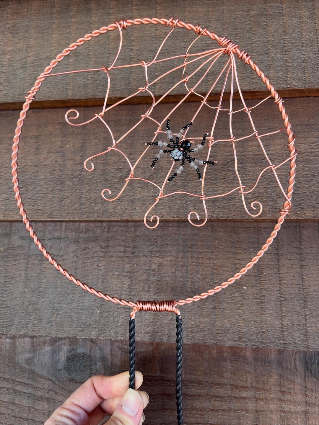 Twisted Copper Spider Web Trellis - Spider Gemstone Plant Trellis- Hoya ...