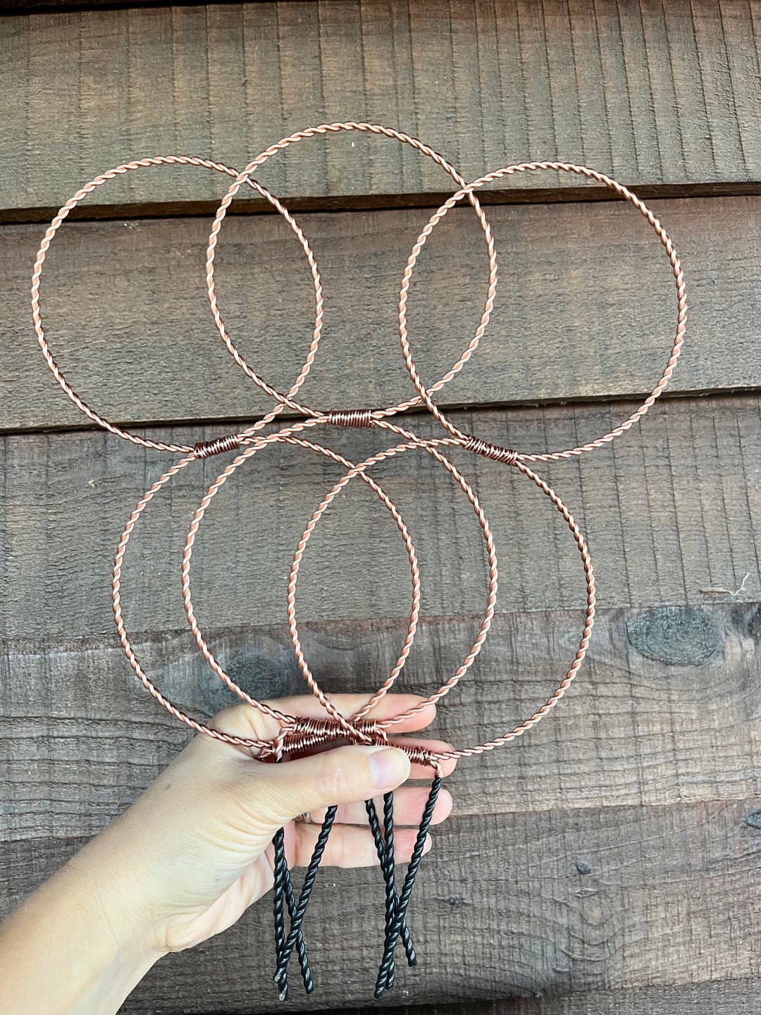 Twisted Copper 2 Tier Hoop Trellis- Set of 3- Hoya Trellis- Small Plant ...