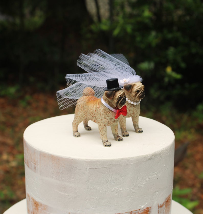 Pug- Dog-bride-groom-wedding-animal-cake Topper-6 Inch Cake- Groom's ...