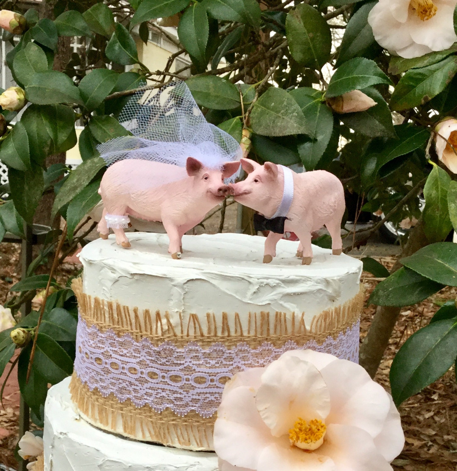 Wedding Cake Topper Pig Cake Topper Bride and Groom Cake | Etsy
