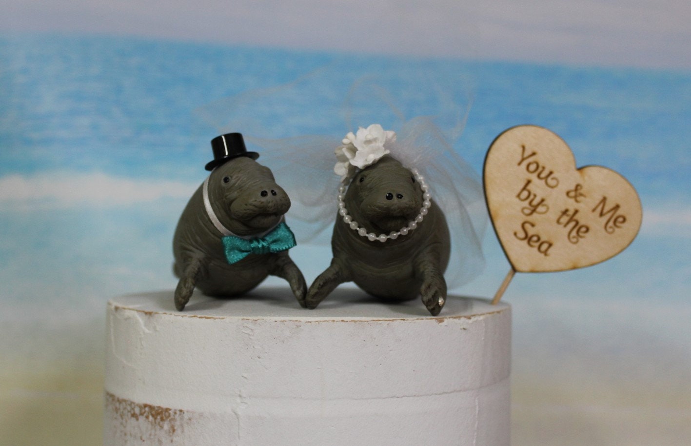 Manatee Wedding Cake Topper, Beach-ocean -wedding Cake Topper-animal ...