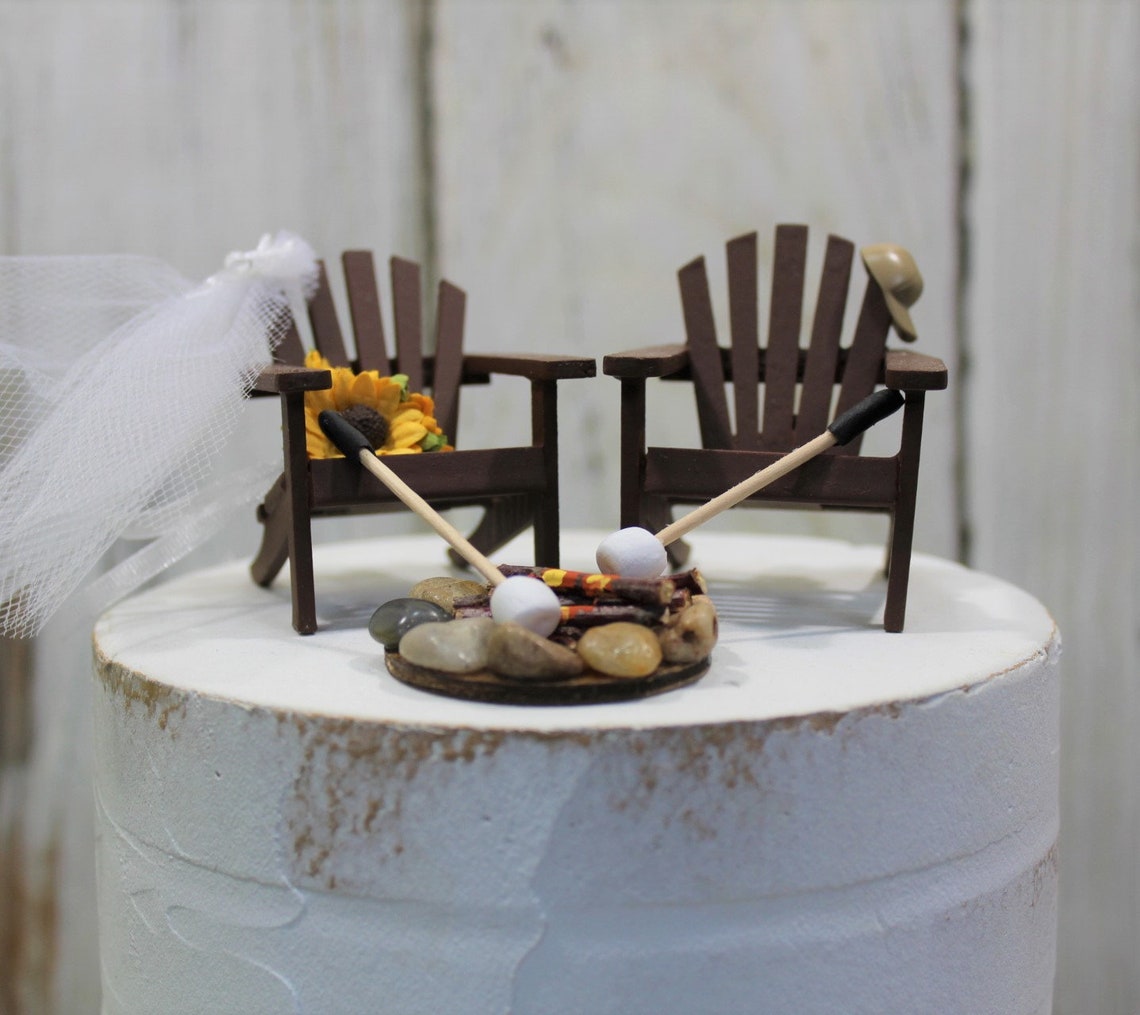 Wedding Cake Topper Camping Campfire Marshmallows - Etsy